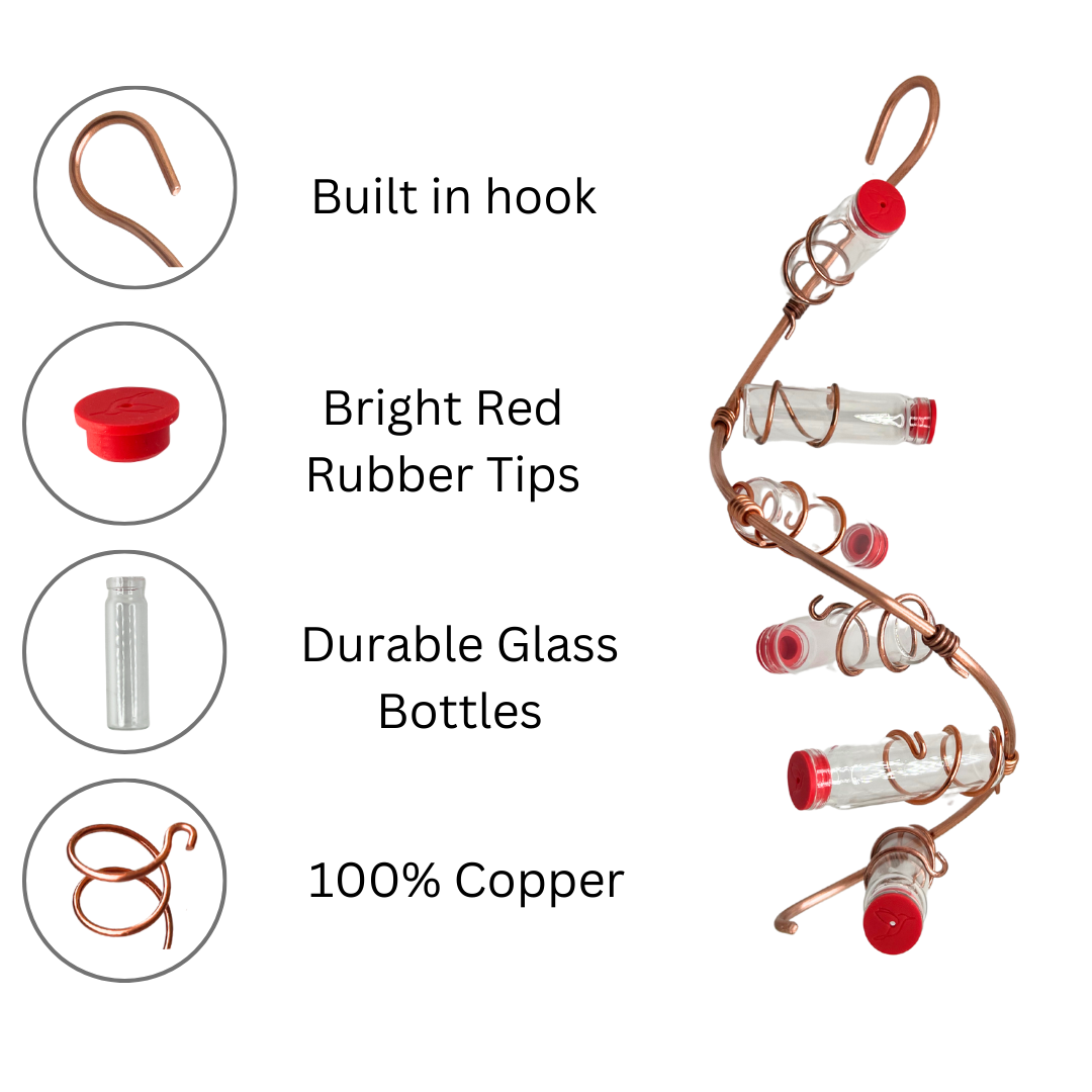 Modern Six Station Spiral Hummingbird Feeder: Copper – Sweet Feeders LLC
